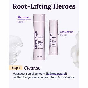 Keranique Volumizing Shampoo with Keratin and Biotin for Thinning Hair, Anti-Breakage, Follicle Strengthening, 12 Oz