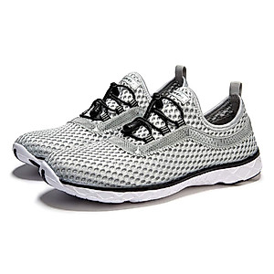 SUOKENI Women's Quick Drying Slip On Water Shoes for Beach or Water Sports Ultralight Walking Shoes LightGray,Size:US 11/EU 42