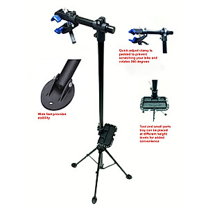 MaxxHaul 80725 Bike Repair Stand/ Display with Adjustable Height & 360 Deg. Rotating Head Clamp,black