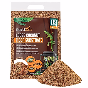 ReptiCasa Loose Coconut Substrate Husk Fibers, 16 Quarts Bag, Clean Natural Terrarium Bedding for Reptiles, Amphibians, or Invertebrates, Waste, Liquid and Odor Absorbent