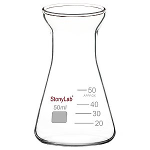 stonylab Glass Wide Mouth Erlenmeyer Flask, 500 ml Borosilicate Glass Erlenmeyer Flask with Heavy Duty Rim, 1 Pack