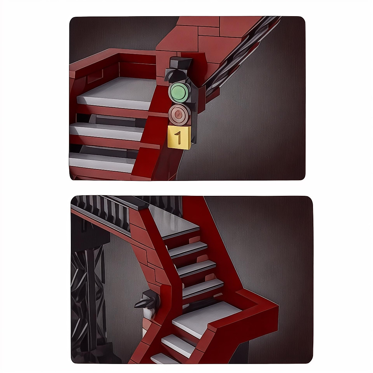 General Jim's Red Railway Crossing Modular Building Block Bricks Set, Contains 655 Brick Pieces, Base Plates Included, for Adults, Teens and Train Enthusiast