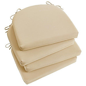 Basic Beyond Outdoor Chair Cushions for Patio Furniture, Waterproof Outdoor Cushions, Round Corner Patio Chair Cushions Set of 4 with Ties, 17"x16"x2", Beige