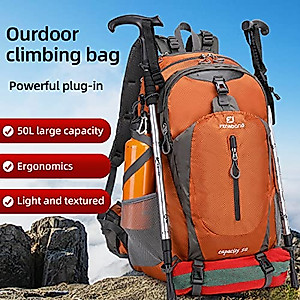 FENGDONG 50L Waterproof Lightweight Expandable Hiking,Camping,Travel Backpack with Shoes Compartment for Men Women Orange