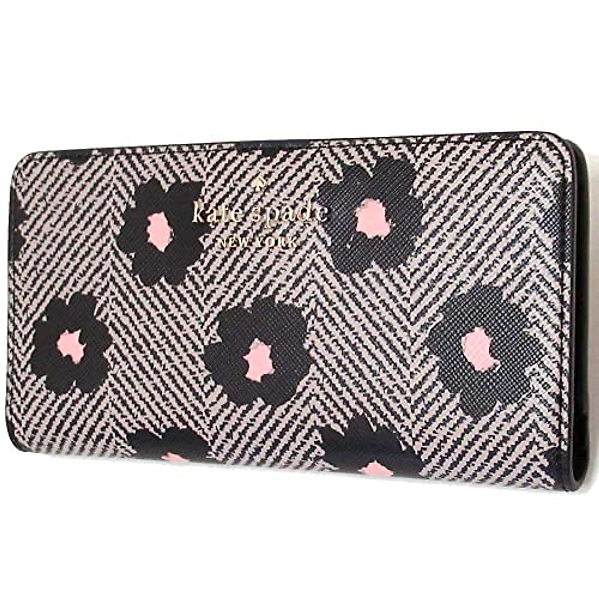 Kate Spade NY Staci Large Slim Bifold Wallet - Herringbone Black Multi