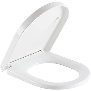 SADALAK Toilet Seat D Shape Soft Close Quick Release Easy Clean Toilet Seat Replacement with Non-Slip Bumpers for Bathroom White