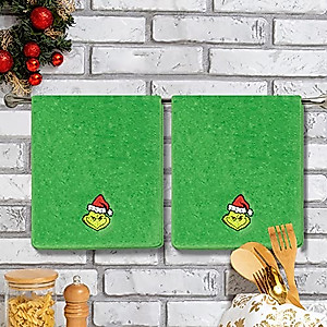 Christmas Kitchen Towels and Dishcloths Set - 30 X 14 Inch Green Xmas Absorbent Reusable Fingertip Tea Dish Hand Towels for Drying, Cleaning, Cooking and Baking, 2 Pack