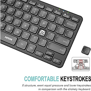 Arteck 2.4G Wireless Keyboard Ultra Slim and Compact Wireless Keyboard with Media Hotkeys for Computer/Desktop/PC/Laptop/Surface/Smart TV and Windows 10/8/ 7 Built-in Rechargeable Battery