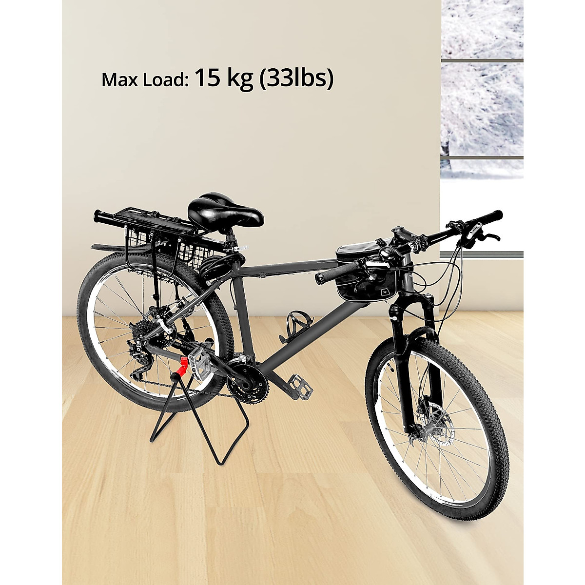QWORK Easy Utility Bicycle Rack, 2 Pack Bike Floor Stand, Freestanding Bicycle Floor Repair Rack Stand, Foldable Indoor Outdoor Bicycle Garage Stand for Bicycle Storage