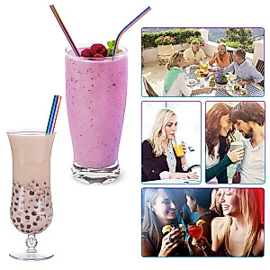 15pcs Reusable Metal Straws with 5 Cleaning Brushes - 18/8 Stainless Steel Straws with 5 Straight 5 Bent 5 Boba Straws - Eco Friendly Drinking Straws with Case for Party Drinkware (Gold)