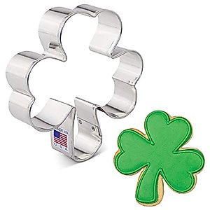 St. Patrick's Day Irish Shamrock Cookie Cutter, 3.75" Made in USA by Ann Clark