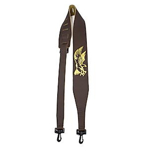 Perri's Leathers, Banjo Flying Eagle Guitar Strap, Polyester and Plastic Combined, Brown, Foil Embosed, Anti-Slip, Classic, Suitable for Each Level, Standard, Compatible with All Button Lock Systems