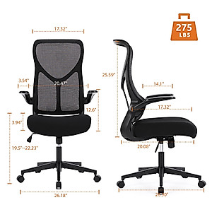 Office Chair, Ergonomic Desk Chair Computer Chair High Back Mesh Chair, Executive Home Office Chair with Flip-up Armrests, Lumbar Support, Backrest for Home Office