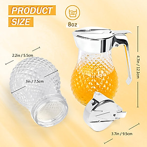 Loscarol Syrup Dispenser Honey Pot 8 oz Glass Dispenser Honey Jar, Commercial Quality With Handle Honey Dispenser Jar for Home Kitchen Storage Honey & Syrup - Honey Containers