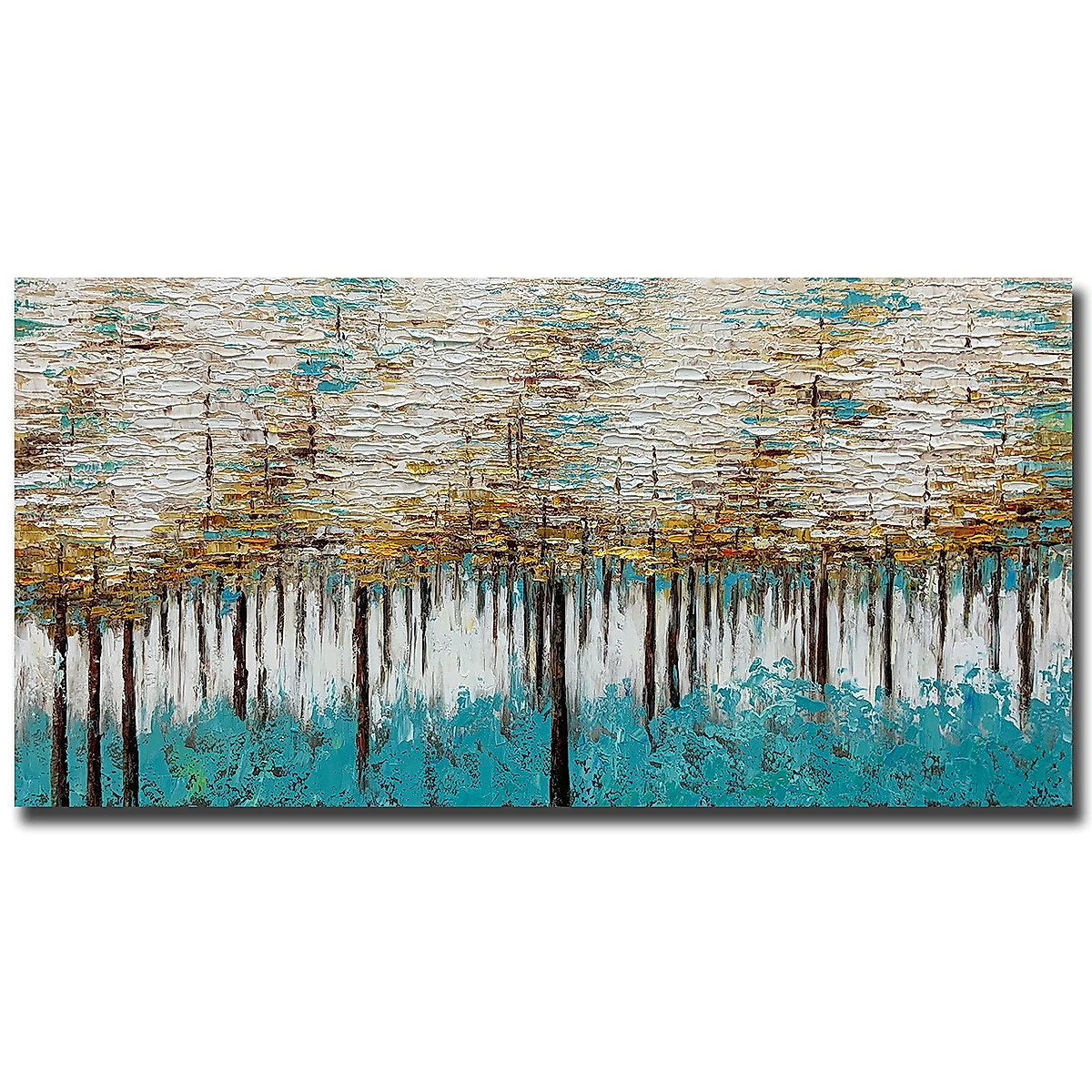 Yotree Paintings, 24x48 Inch Paintings Oil Hand Painting Tree of Life Painting 3D Hand-Painted On Canvas Abstract Artwork Art Wood Inside Framed Hanging Wall Decoration Abstract Painting