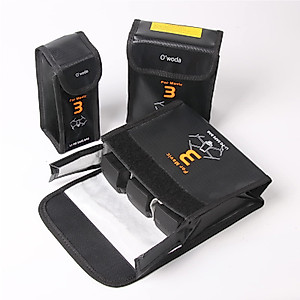 O'woda Lipo Battery Safe Bag with Dust Plug for DJI Mavic 3 Pro, 3 Pcs Fireproof Storage Bag Batteries Protection Pouch + 3 Pcs Charging Port Cover for DJI Mavic 3 / Mavic 3 Classic/Mavic 3 Pro