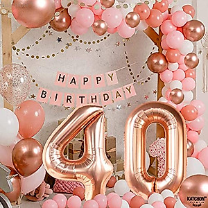Giant 40 Balloon Numbers Rose Gold - 40 Inch | Rose Gold 40th Birthday Balloons for Women | Rose Gold 40th Balloons for Women | 40th Birthday Decorations Women Rose Gold | Rose Gold Balloon Numbers 40