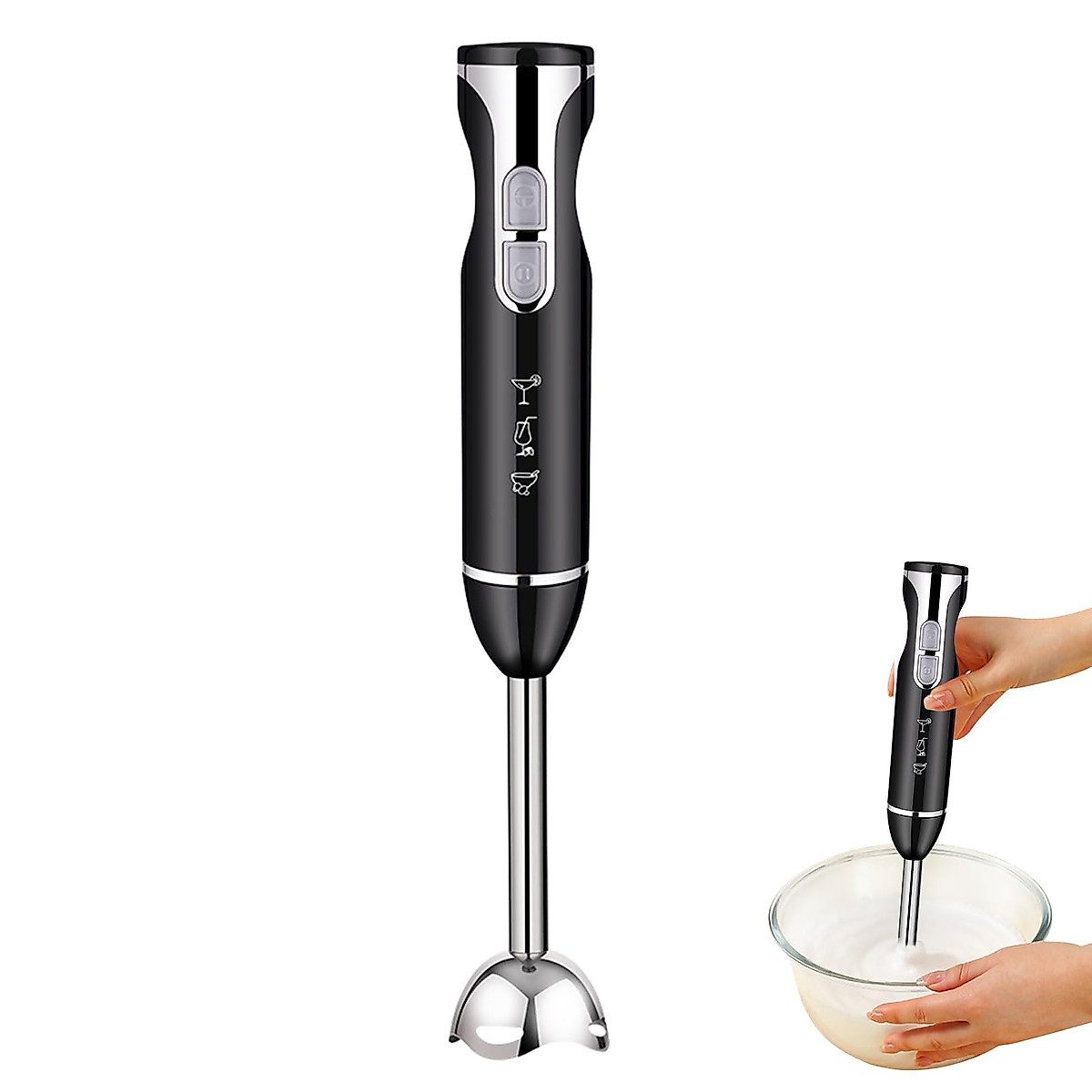 Milk Frother Handheld, Electric Whisk Frother, Food Blender Immersion Hand Mixer, Powerful Mixer Grinder, Stick Mixer Hand Held Blender With Easy Control Grip, Portable Food Processor