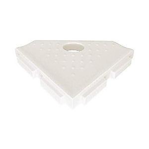 Questech Décor 8 Inch Corner Shower Shelf and 5 Inch Shower Caddy Foot Rest, Geo Lugged Back for New Construction, Wall Mounted Bathroom Shower Organizer, White Polished