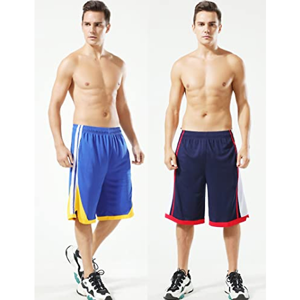 Pack of 5 Men's Athletic Basketball Shorts Mesh Quick Dry Activewear with Pockets (Set 3, Large)