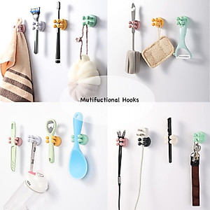 iBetterLife Razor Holder for Shower Hooks – 4Pcs Self Adhesive Wall Mounted Single Hook for Hanging Toothbrush, Functional Waterproof Utility Plug Holder for Bathroom Kitchen Living Room Office