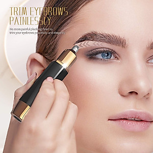 Facial Hair Removal for Women, LigttlemEEE 2-in-1 Painless Lipstick Shaped Hair Remover & Eyebrow Trimmer with Built-in LED Light for Peach Fuzz Lip, Cheek, Chin, Arms, Legs, Body