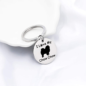 FUSTMW Chow Chow Dog Gifts I Love My Chow Chow Keychain Chow Chow Pet Dog Owner Gifts Chow Chow Pet Animal Lover Friends Gifts (silver)