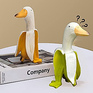 Banana Duck Decor - Creative Resin Sculpture,Novelty Art Statue for Garden Yard Outdoor Housewarming Garden Gifts Funny Birthday Gift to Friends 6 in * 3 in (Yellow)