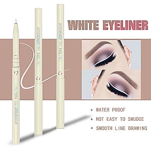 KAIQIKAIXI 5 White Eyeliner Pen, Eyebrow Pen,Eye Shadow Pencil, Lip Line Pen, Eyelid Pad, Pencil Makeup Set Tool