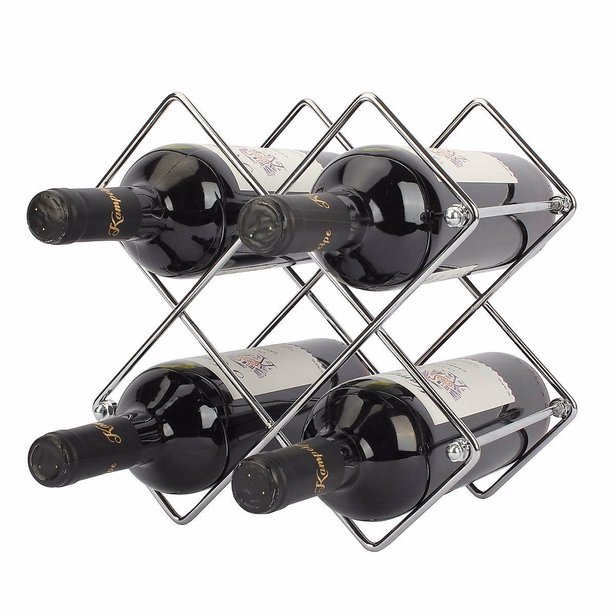 DreamiDeco Wine Rack Countertop Bottle Holder Freestanding Modern Shelf Cabinet Racks for Wine Bottles Wine Insert Storage Organizer for Pantry ,Wine Bar,Wine Decor (Silver)