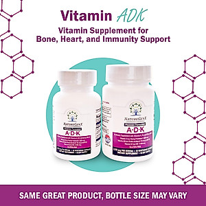 NatureGenX ADK Vitamin Supplement - Enhanced Bone Health with High Potency Vitamins A, D3, K2, Gluten-Free, 60 Capsules (Pack of 2)