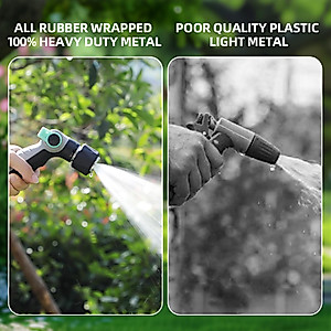 HVNPSH Garden Hose Nozzle Sprayer, 100% Heavy Duty Metal High Pressure Hose Nozzle with 4 Spray Patterns, Thumb Control On Off Valve for Lawn & Plant Watering, Car & Pet Washing