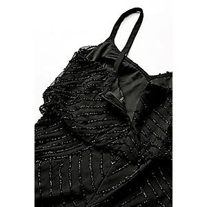 Adrianna Papell Women's Long Beaded Blouson Gown, Black, 16