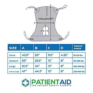 Patient Aid Full Body Mesh Commode Patient Lift Sling, 350lb Weight Capacity (Large)