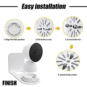Metal Wall Mount Holder fits for Google Nest Indoor 2nd Generation Wired Security Cam, Flexible Installation Camera Shelf for Better View Angle Mount on Wall Deck,White