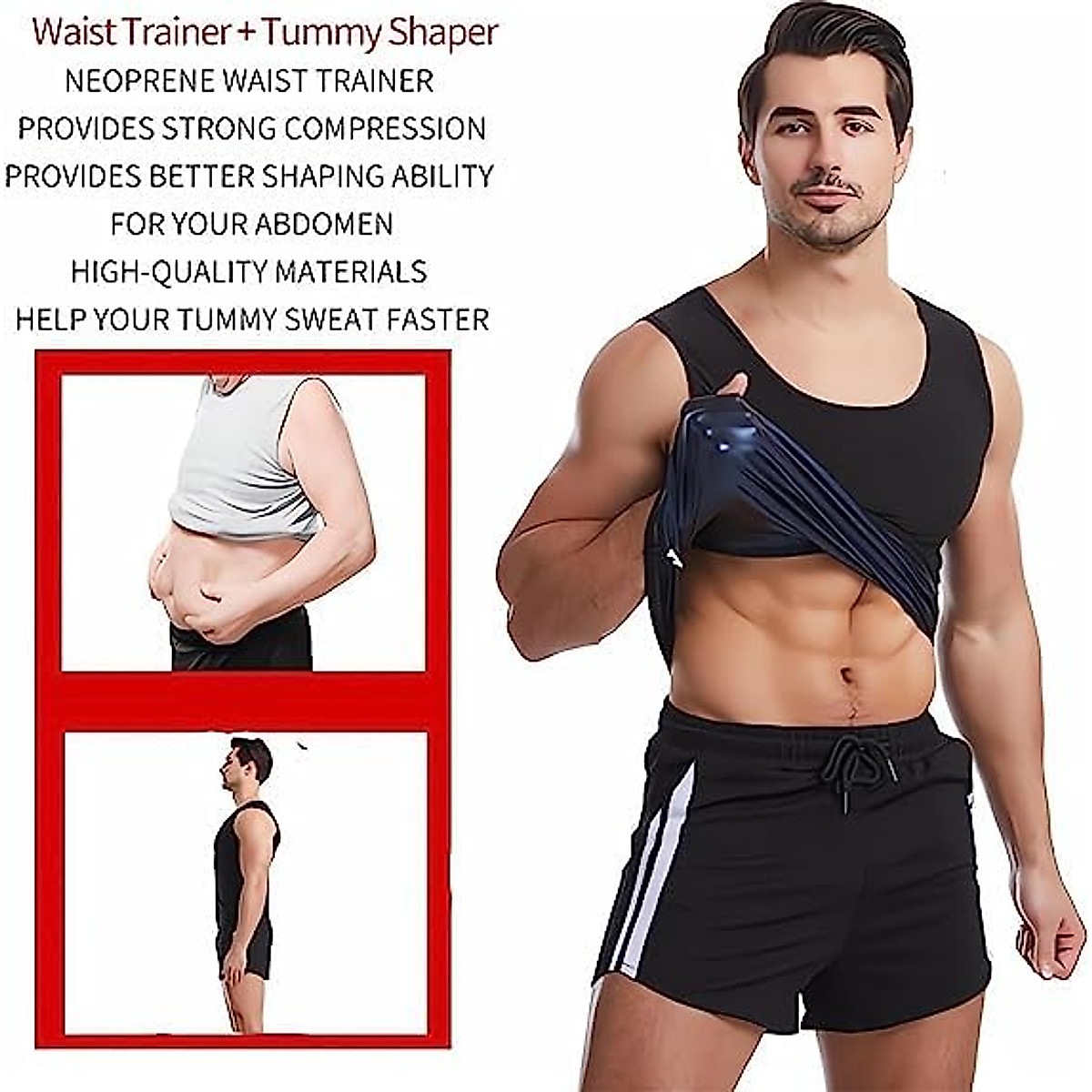 2023 New Guys Men Compression Top - Gynecomastia Compression Sauna Vest, Men Compression Tank Top Shapewear (Silver, Small-Medium)