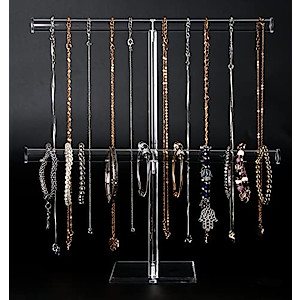 Ausalivan Acrylic Bracelet Holder Display,Small Necklace Organizer Holder,Bracelet Stand for Selling,2 Tier Jewelry Storage Hanging Rack