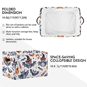 senya Halloween Storage Basket, Bats Pumpkins Candy Foldable Fabric Collapsible Storage Bins Organizer Bag for Storage Clothes