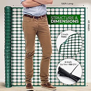 Temporary Fence Plastic Fence Roll 4x100, Green Garden Fencing for Yard, Plastic Fencing Roll, Plastic Garden Fence for Dogs, Green Snow Fence Plastic 100 feet, Safety Fence, Mesh Fence for Garden