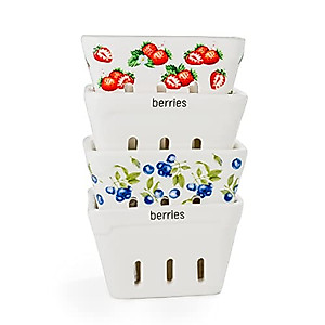 Ceramic Berry Basket set of 4 | Farmers berry basket | Strawberry market basket | Cute berry bowl | Unique ceramic fruit bowl| berry containers with holes | ceramic fruit basket for fridge