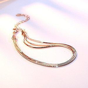 QIAN0813 Simple Rose gold Silver European Snake Chain Bracelets (rose gold)