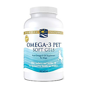 Nordic Naturals Omega-3 Pet, Unflavored - 180 Soft Gels - 330 mg Omega-3 Per Soft Gel - Fish Oil for Dogs with EPA & DHA - Promotes Heart, Skin, Coat, Joint, & Immune Health