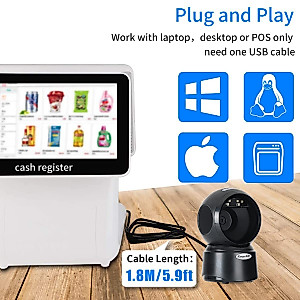 Kercan Barcode Scanner KR-PT12 Omnidirectional Scanning Platform 1D 2D Omnidirectional Hands-Free Automatic USB Barcode Scanner for Supermarket Warehouse Store Express Delivery