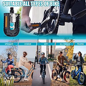 Bike Pedals, Folding Bike Pedals Universal 9/16'' with Reflective Strips | Aluminum | Non-Slip | Waterproof | Wide Flat Cycling Foldable Pedals for Ebike, Urban Commute, MTB Bikes