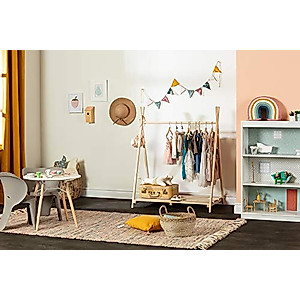 South Shore Sweedi Scandinavian Clothes Rack for Kids-Natural Pine