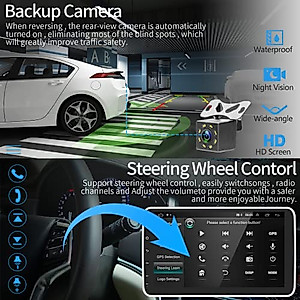 podofo Android Single Din Car Stereo 10 Inch HD Capacitive Vertical Rotatable Touch Screen In Dash GPS Head Unit with Bluetooth and Backup Camera,Car Audio Receivers Support Wifi Subwoofer Mirror Link