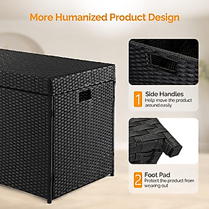 VINGLI Upgraded Version 132 Gallon Outdoor Storage Box, Patio Rattan Deck Box, Wicker Storage Bench for Indoor, Outdoor, Pool, Balcony, Yard, Garden, Black