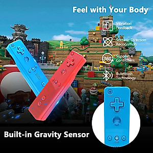 Yosikr Wii Controller 4 Pack, Wii Remote Controller with Silicone Case and Wrist Strap Compatible for Wii/Wii U Console - White+Black+Blue+Red