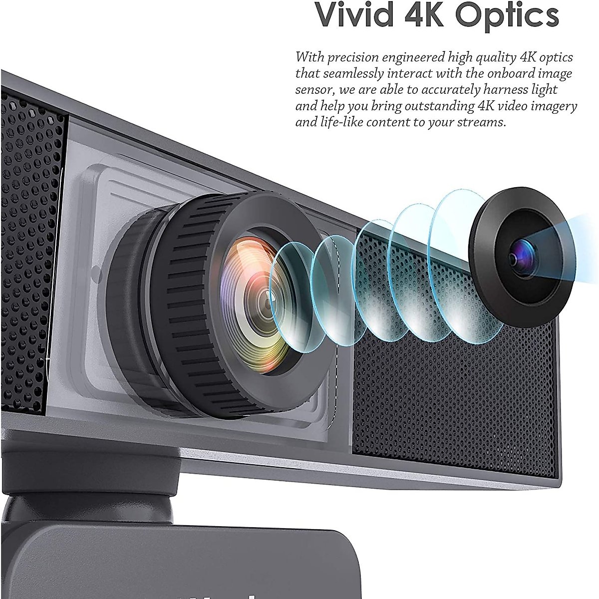 Nano shield 𝐒𝐀𝐕𝐄 𝟔𝟎% 4K Webcam with Noise Cancelling Mic, Full HD Web Camera Wide Screen Video Calling Recording Game Streaming for Mac OS X Win 10 8 7 Vista XP (4K)