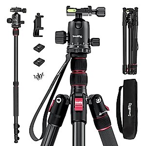 SmallRig 78" Camera Tripod, Foldable Aluminum Tripod & Monopod, 360°Ball Head Detachable and Quick Release Plate, Payload 33lb, Adjustable Height from 18.5" to 78" for Camera, Phone - 3474